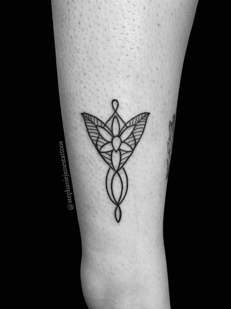 Flower, Linework, Blackwork tattoo by Stephanie James